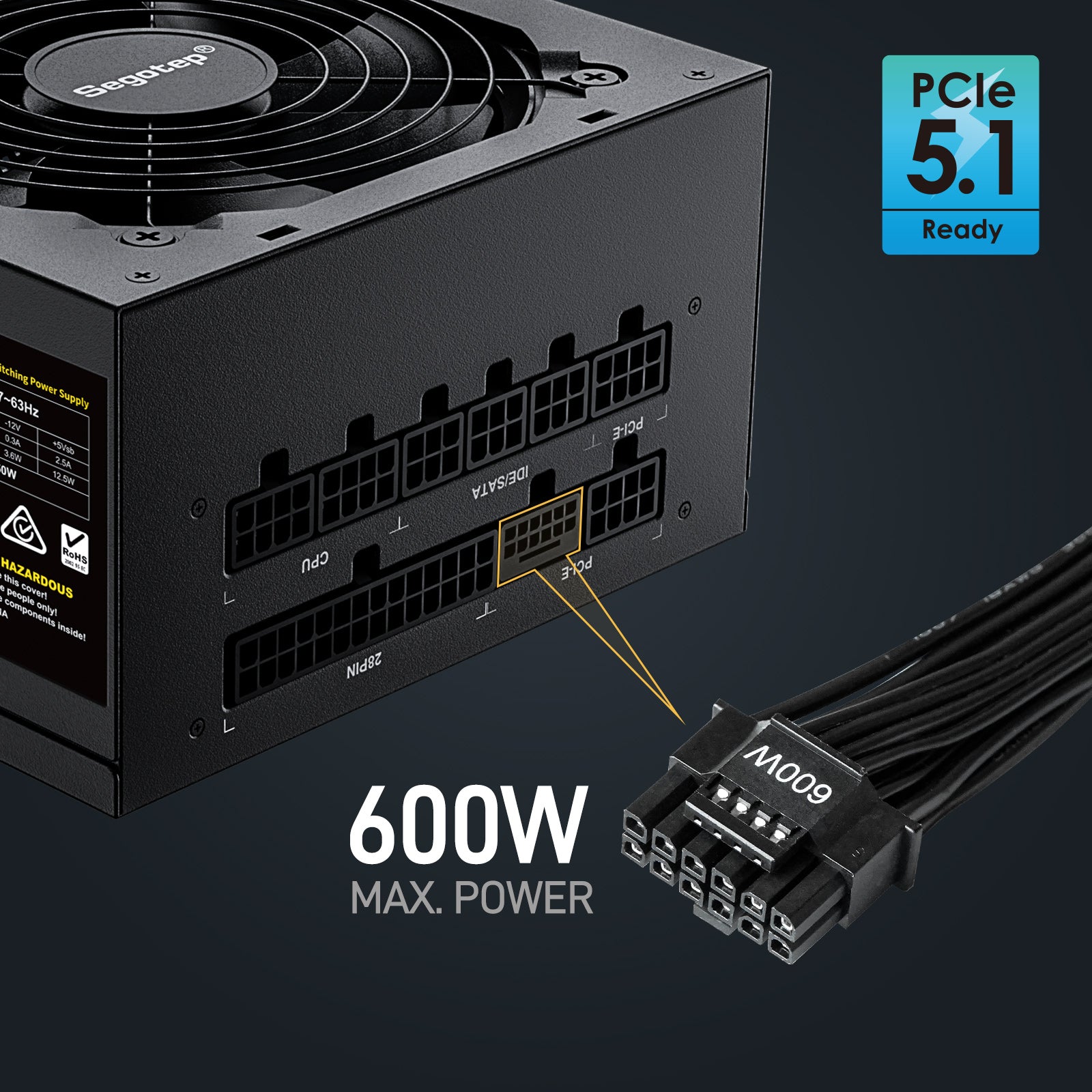 Segotep 750W Power Supply, 80 Plus Gold Full Modular PCIe 5.1 & ATX 3.