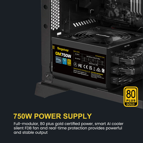 Segotep 750W Power Supply, 80 Plus Gold Full Modular PCIe 5.1 & ATX 3.