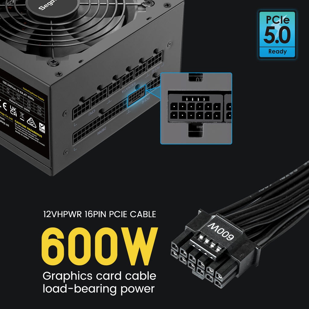 Segotep 750W Power Supply, 80 Plus Gold Full Modular PCIe 5.0 & ATX 3.