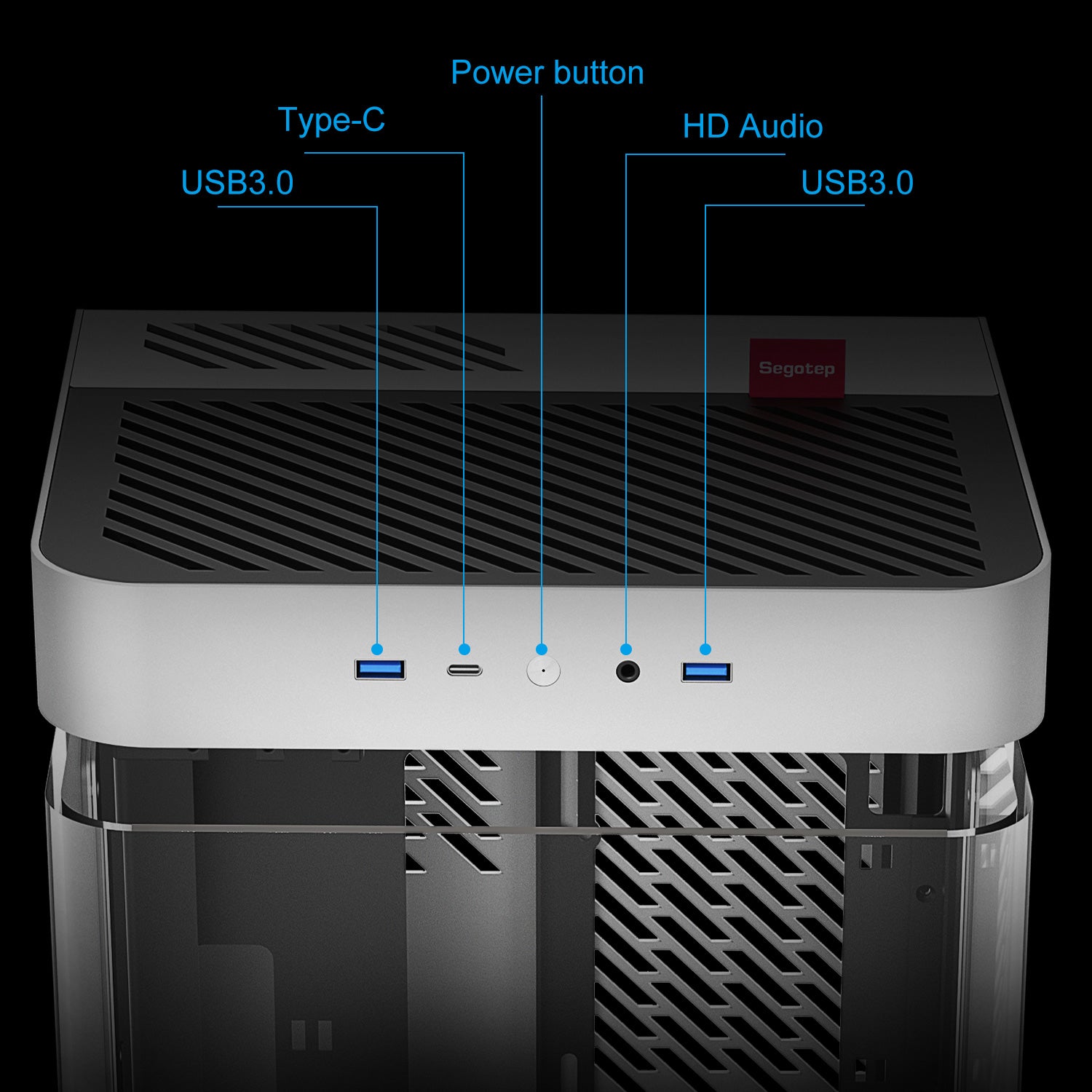Segotep Slath Mini ITX PC Gaming Computer Case, Three-Side Double Curv