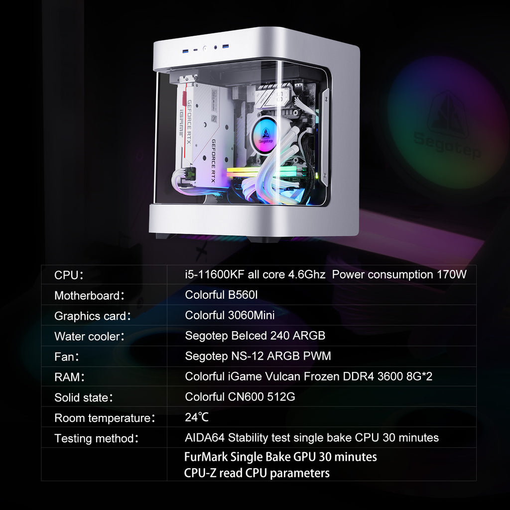 Segotep Slath Mini ITX PC Gaming Computer Case, Three-Side Double Curv