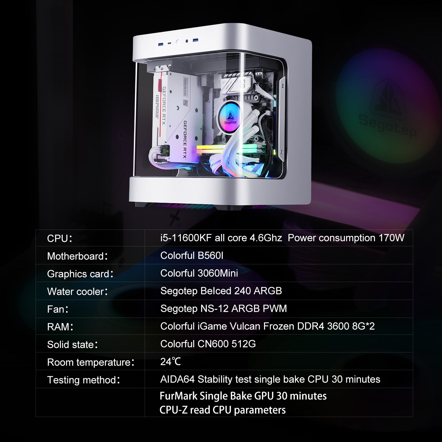 Segotep Slath Mini ITX PC Gaming Computer Case, Three-Side Double Curv