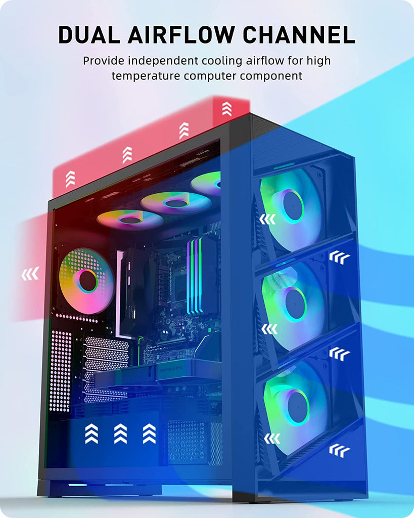 T3 Mid-Tower ATX Gaming PC Case w/ ARGB & PWM Fan – Segotep